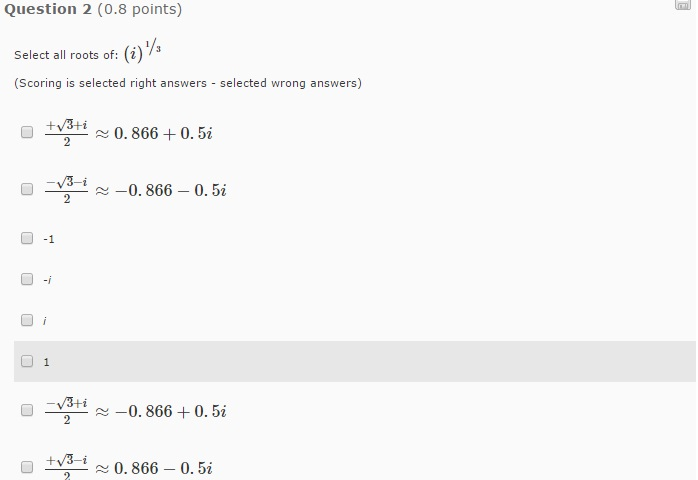 Solved Select all roots of: (i)^1/3 (Scoring is selected | Chegg.com
