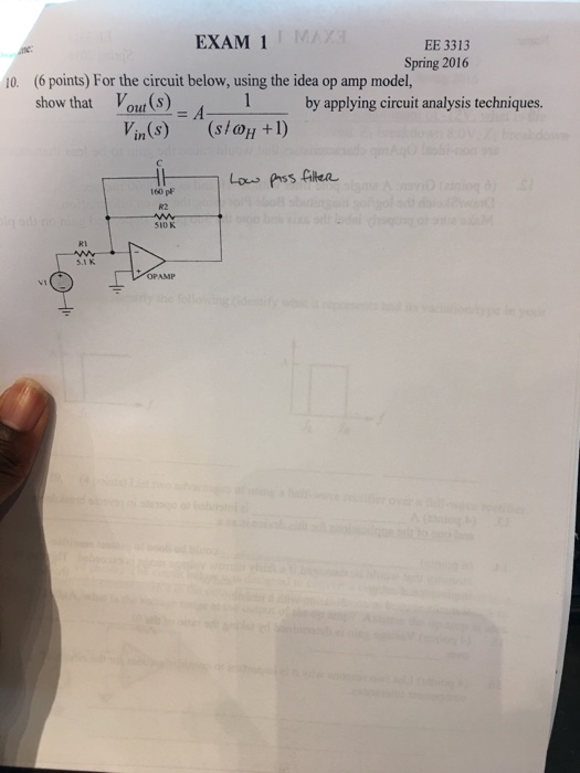 Solved For the circuit below, using the idea op amp model, | Chegg.com
