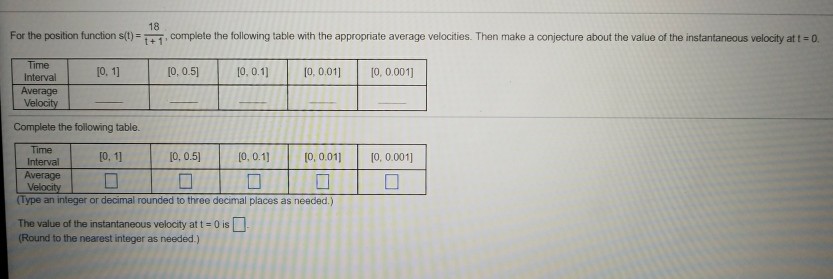 Solved 18 For the position function s(t)- 1+1.complete the | Chegg.com