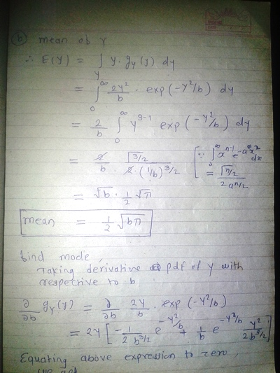 University[Probability] Find PDF, mean and mode of random variable : r/learnmath