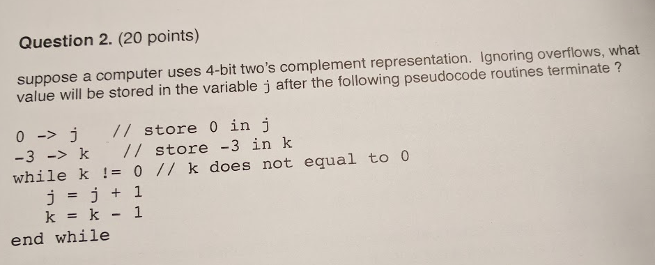 Solved Question 2. (20 points) suppose a computer uses 4-bit | Chegg.com