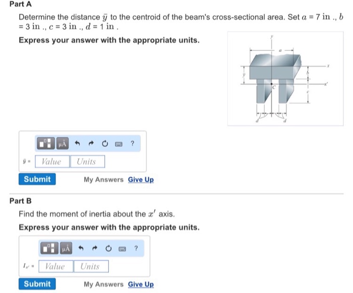 Solved Determine the distance y to the centroid of the | Chegg.com