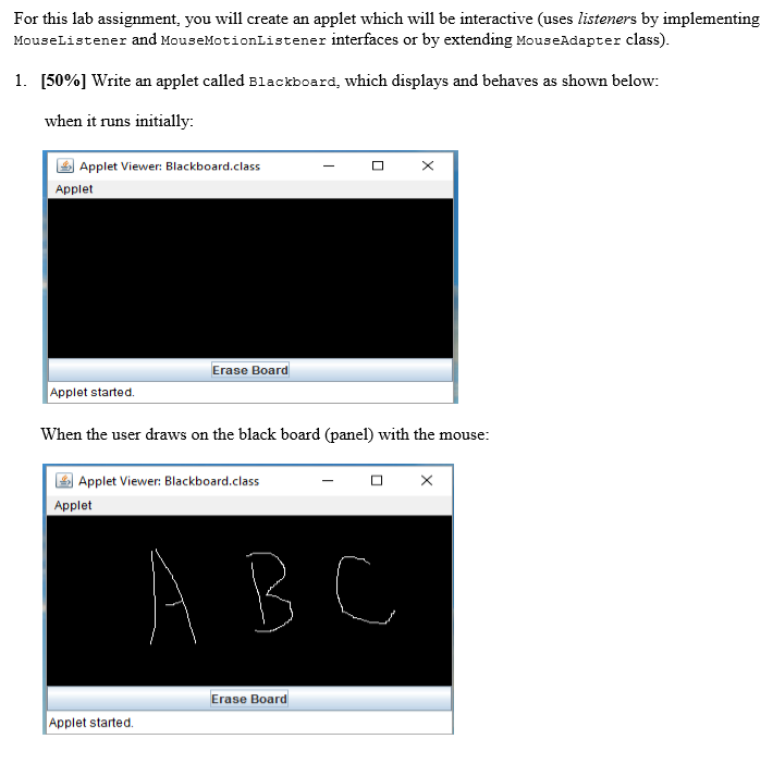 Solved will create an applet which will be interactive (uses | Chegg.com