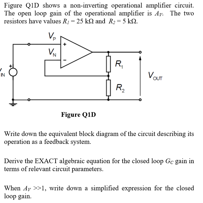 Solved Figure Q1D shows a non-inverting operational | Chegg.com