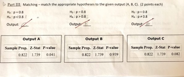 Solved PartI: Matching- match the appropriate hypotheses to | Chegg.com