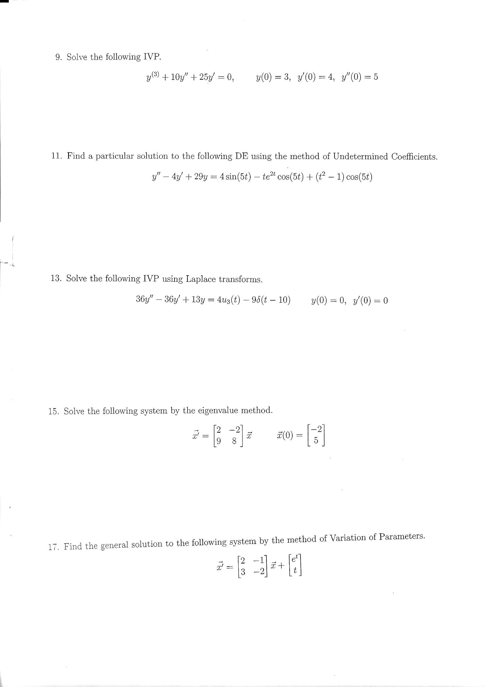 Solve the following IVP. Find a particular solution | Chegg.com
