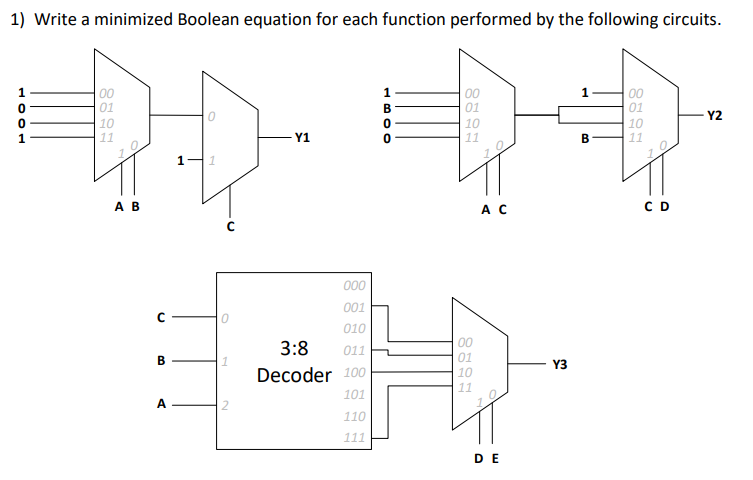Solved 1 Write A Minimized Boolean Equation For Each