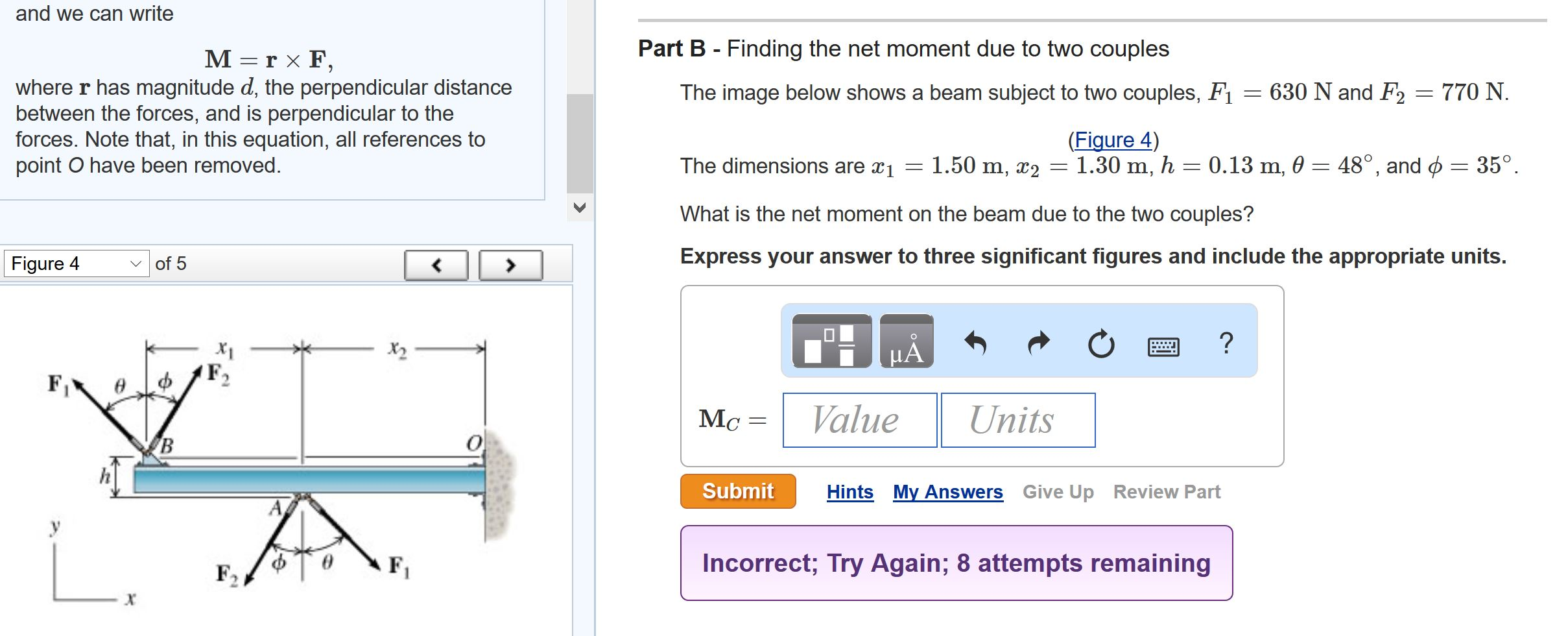 Solved M = r x F,where r has magnitude d, the perpendicular | Chegg.com