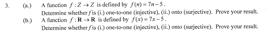 Solved A function f: Z rightarrow Z is defined by f(n) = 7n | Chegg.com