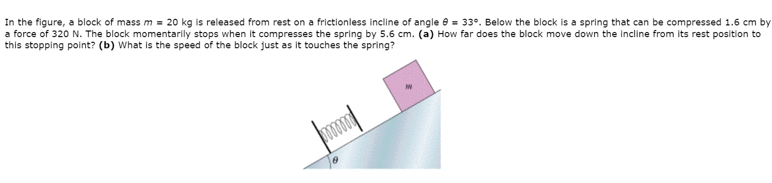 Solved In the figure, a block of mass m = 20 kg is released | Chegg.com