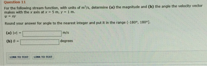 Solved For the following stream function, with units of | Chegg.com