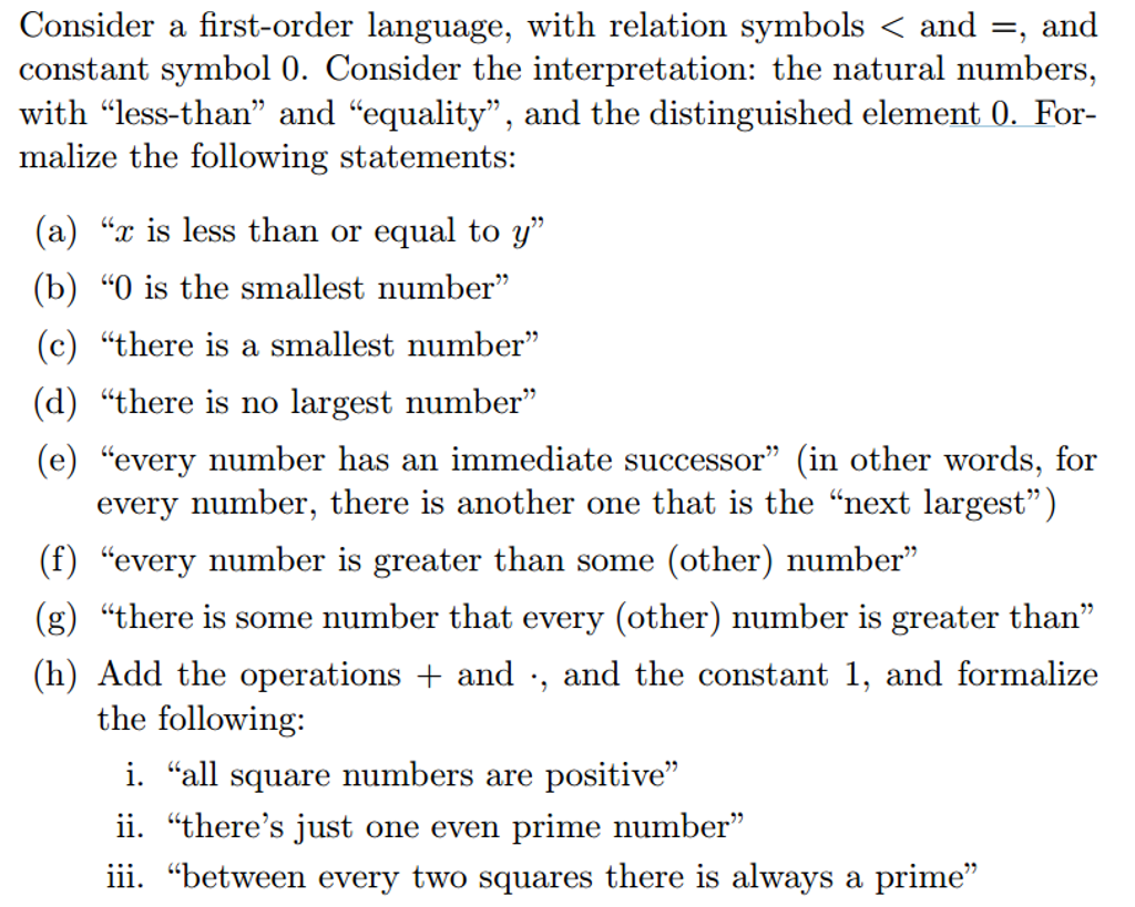 Solved Consider a first-order language, with relation | Chegg.com