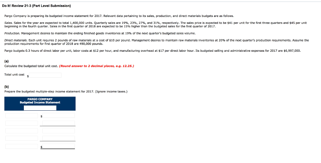 Solved Do It! Review 21-3 (Part Level Submission) Pargo | Chegg.com