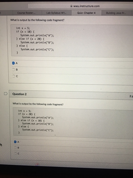 Solved What Is Output By The Following Code Fragment Int X 