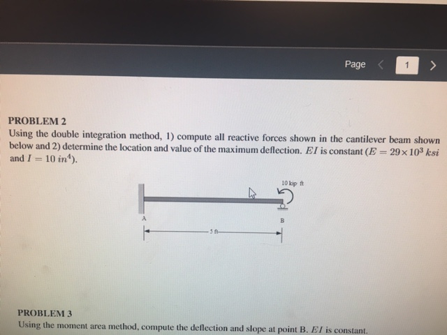 Solved Page PROBLEM 2 Using the double integration method, | Chegg.com
