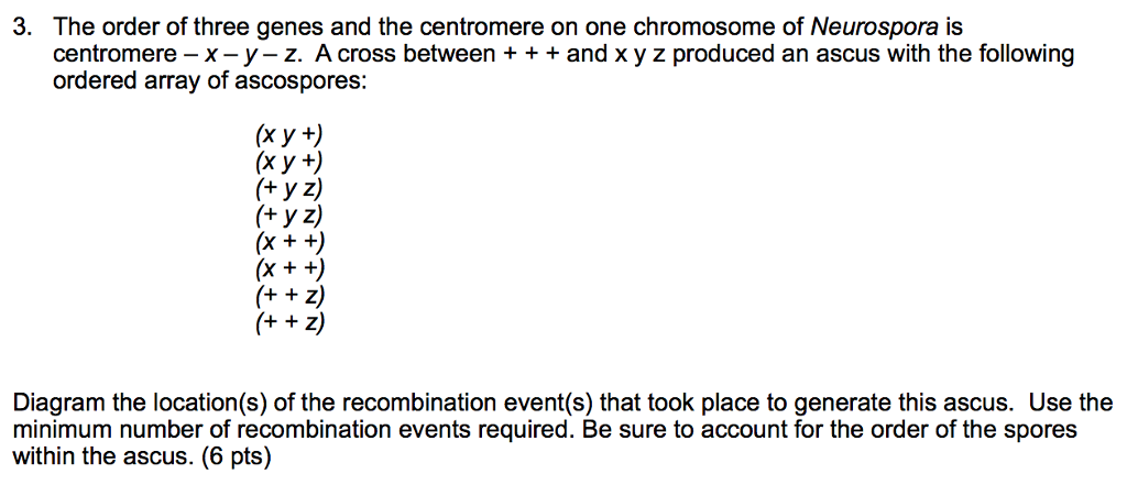 Solved The order of three genes and the centromere on one | Chegg.com