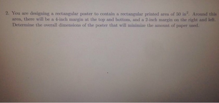 Solved You are designing a rectangular poster to contain a | Chegg.com