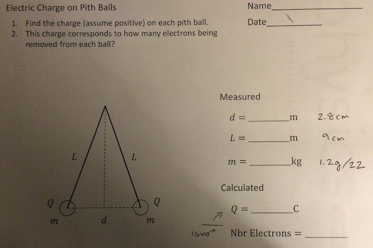 Solved Electric Charge on Pith Balls Find the charge | Chegg.com