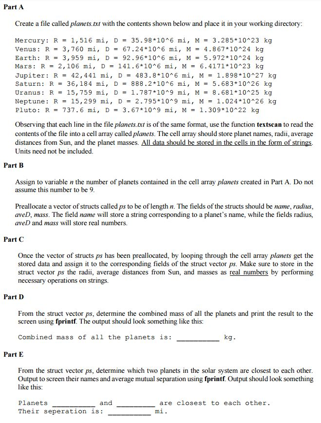 Solved Create a file called planets.txt with the contents | Chegg.com