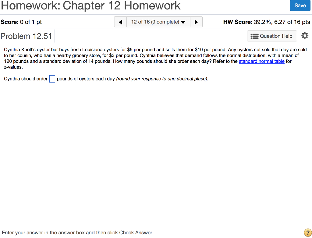 Homework Chapter 12 Homework Score 0 Of 1 Pt