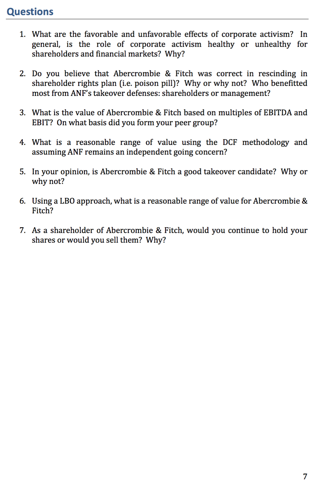 Solved Abercrombie & Fitch CLASSIC LoOKS ING 201 The Future | Chegg.com