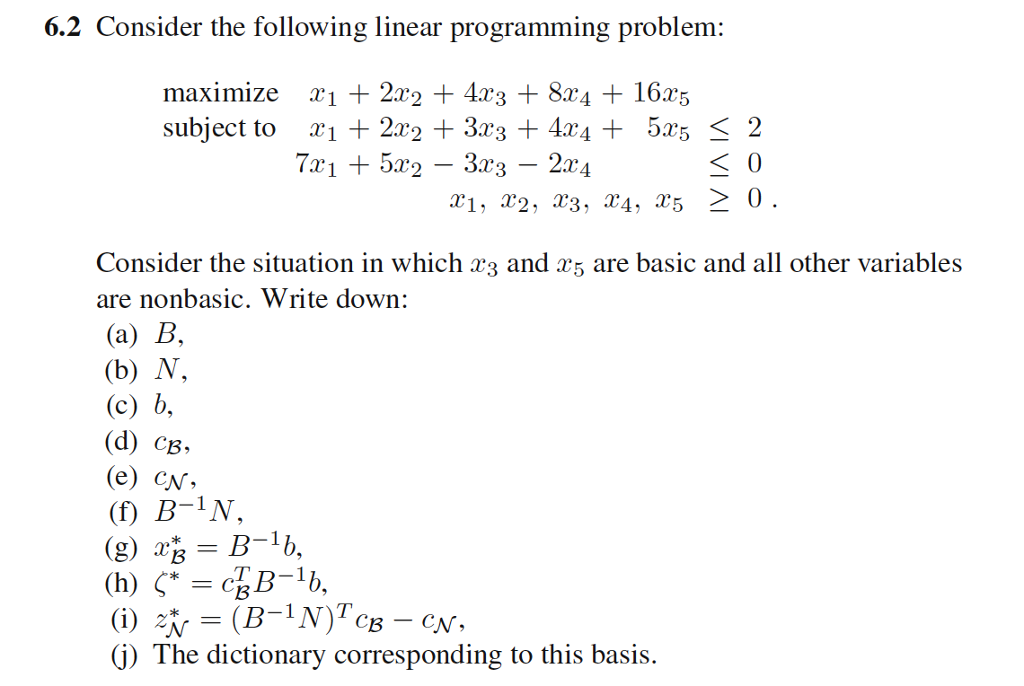 Solved 62 Consider The Following Linear Programming