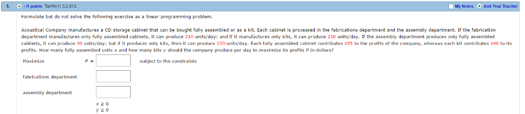 Solved Formulate But Do Not Solve The Following Exercise As