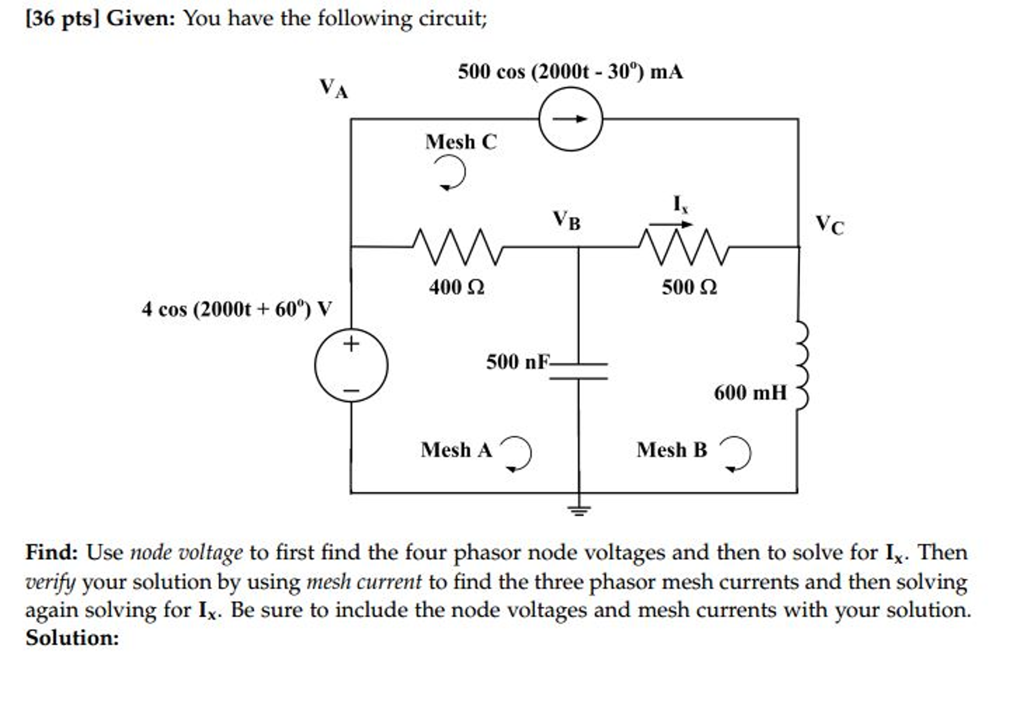 Solved You have the following circuit; Use node voltage to | Chegg.com