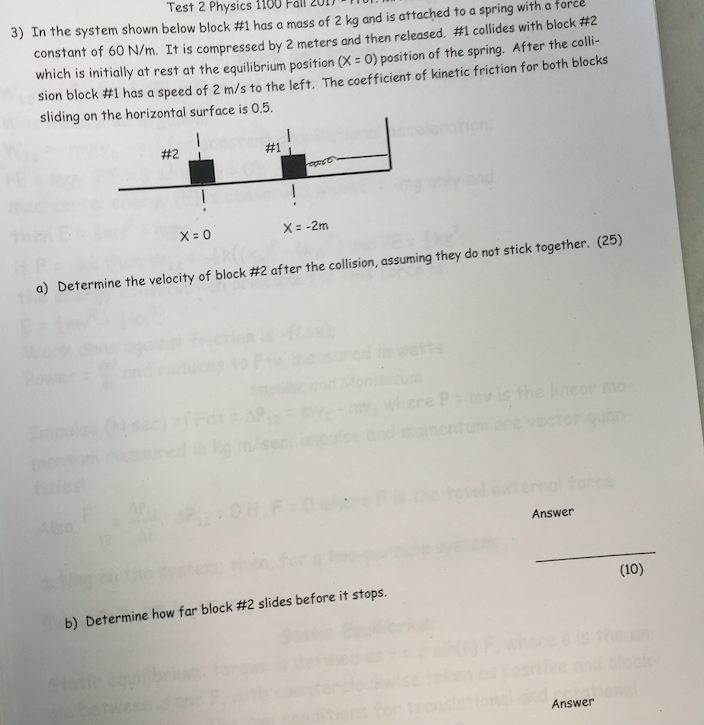 Solved Test 2 Physics 1100 FU 3) In the system shown below | Chegg.com