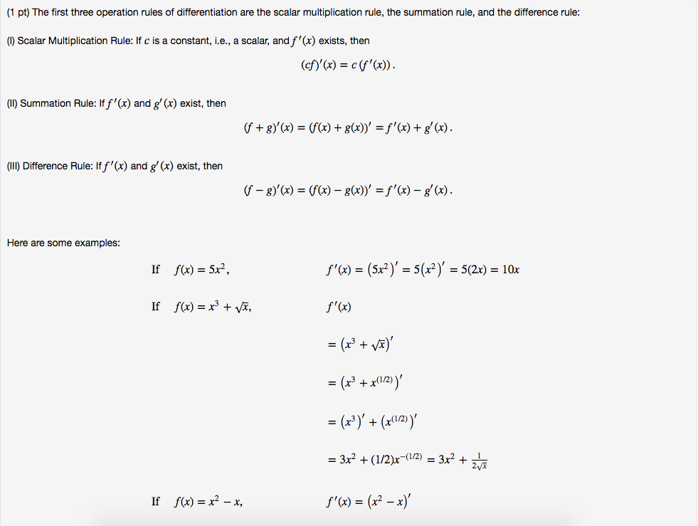 Solved (1 pt) The first three operation rules of | Chegg.com