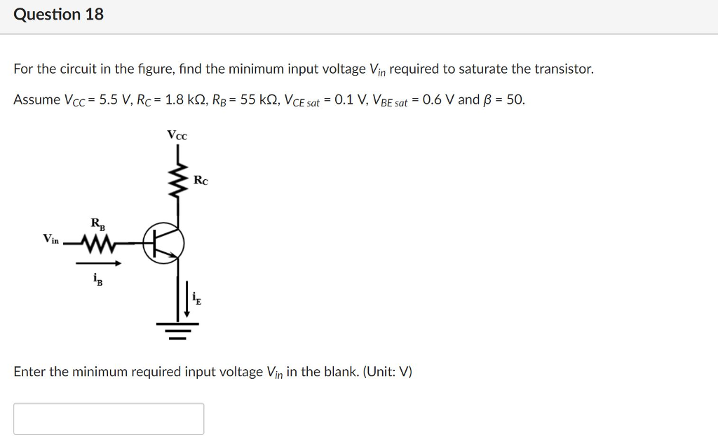 Solved Question 18 For the circuit in the figure, find the | Chegg.com