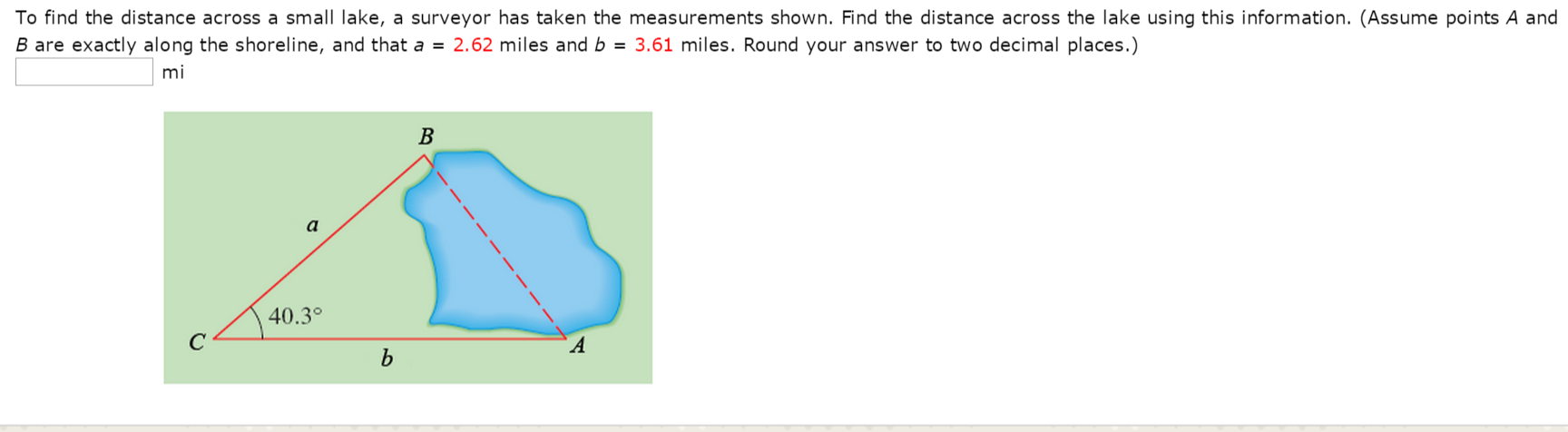 Solved To find the distance across a small lake, a | Chegg.com