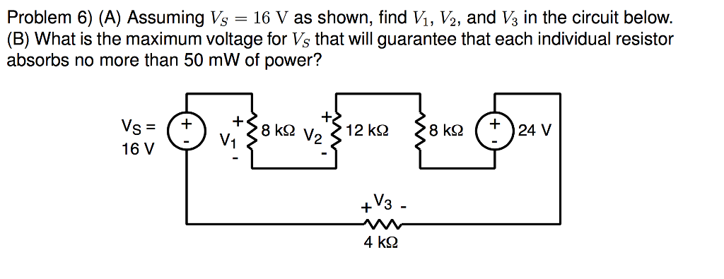 Solved (A) Assuming V_S = 16 V as shown, find V_1, V_2 and | Chegg.com