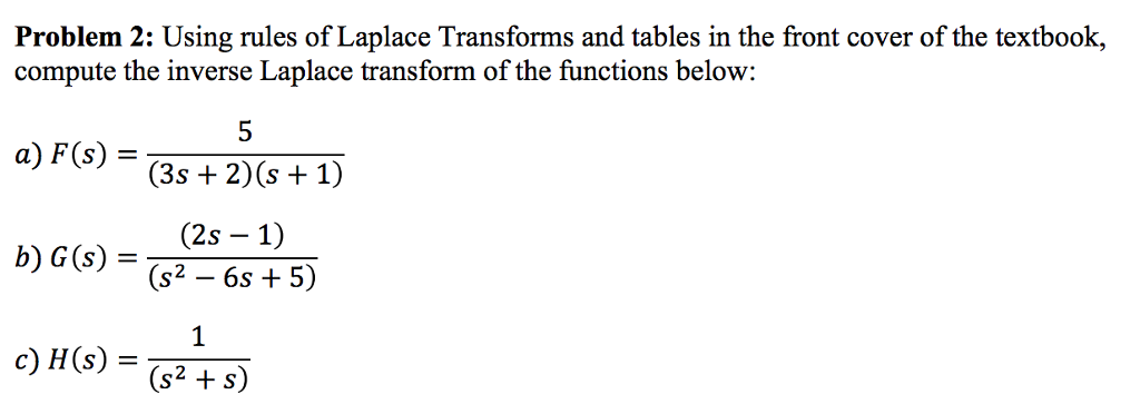 Solved Using rules of Laplace Transforms and tables in the | Chegg.com