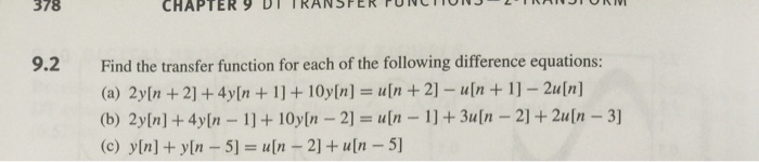 Solved Find the transfer function for each of the following | Chegg.com