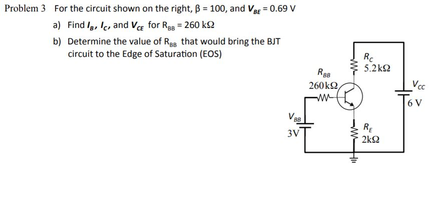 Solved Problem 3 For the circuit shown on the right, β = | Chegg.com