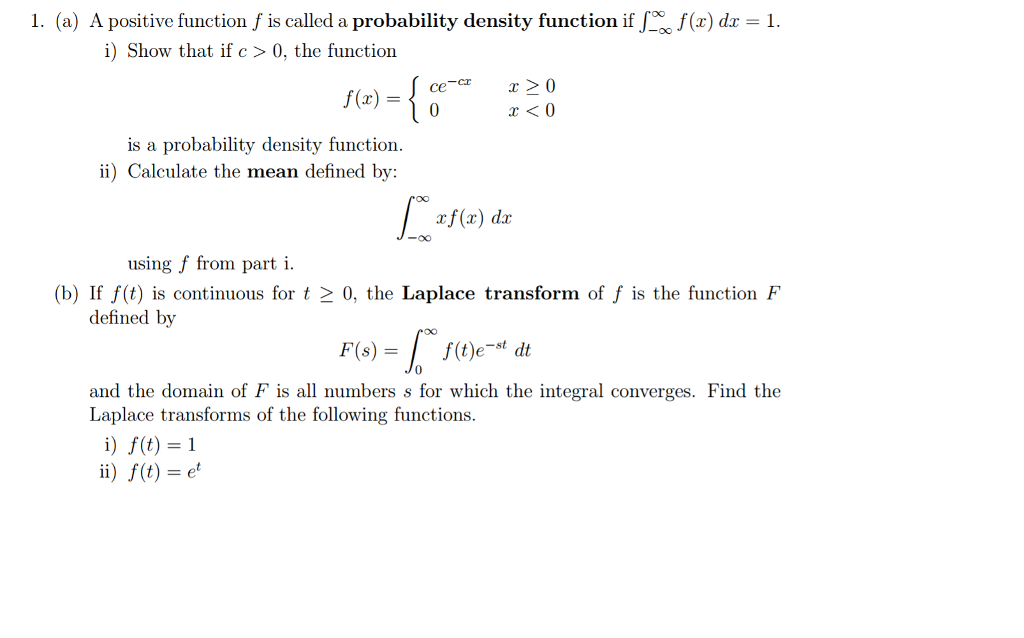 Solved (a) A positive function f is called a probability | Chegg.com
