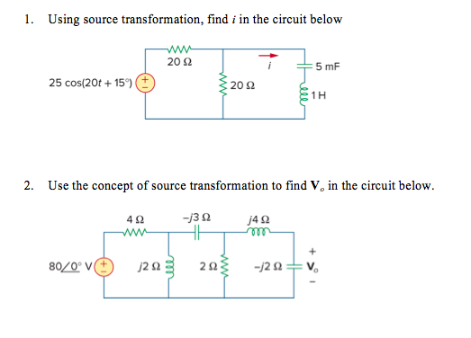 Solved 1. Using source transformation, find i in the circuit | Chegg.com