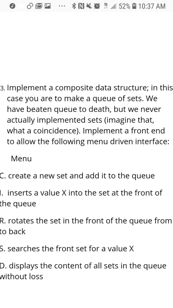 Solved 3. Implement a composite data structure; in this case | Chegg.com