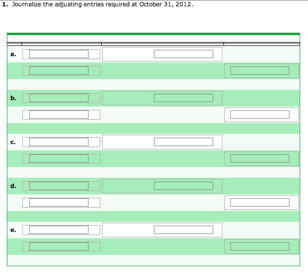 Solved Problem 3-1A Adjusting Entries On October 31, 2012, | Chegg.com