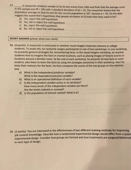 Solved A researcher analyzes sample of 16 IQ test scores | Chegg.com ...