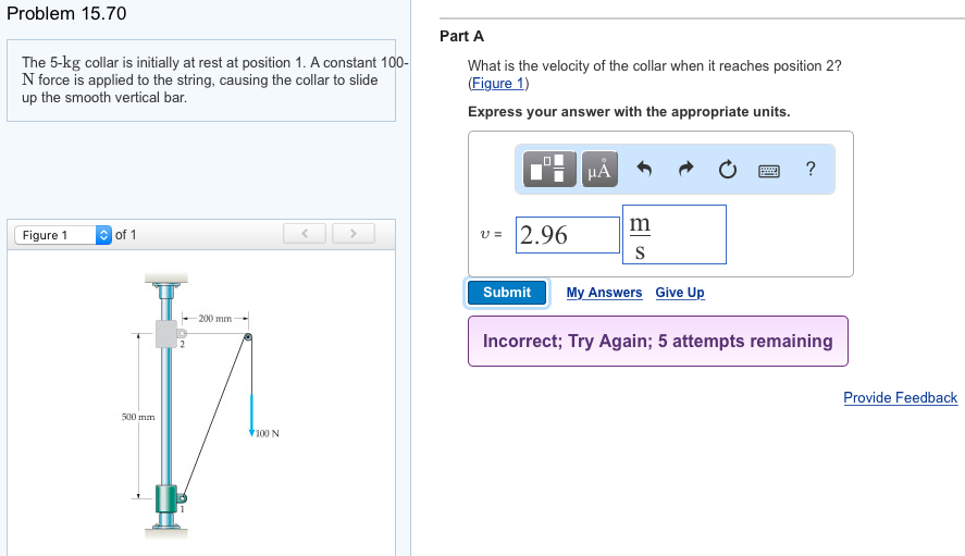 Solved The 5-kg collar is initially at rest at position 1. A | Chegg.com