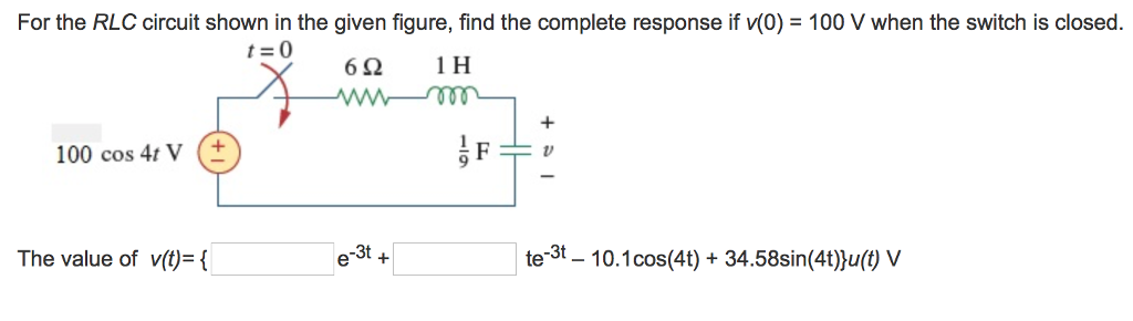 Solved For the RLC circuit shown in the given figure, find | Chegg.com