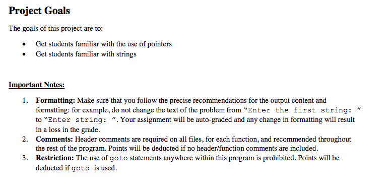 Project Goals The goals of this project are to: Get | Chegg.com