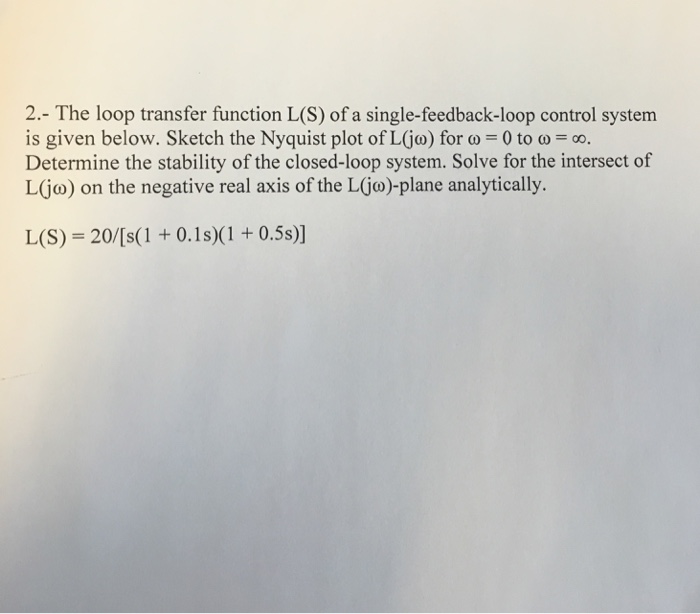 Solved The Loop Transfer Function Ls Of A Single 