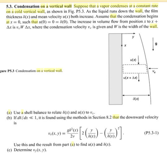 Solved Condensation on a vertical wall Suppose that a vapor | Chegg.com
