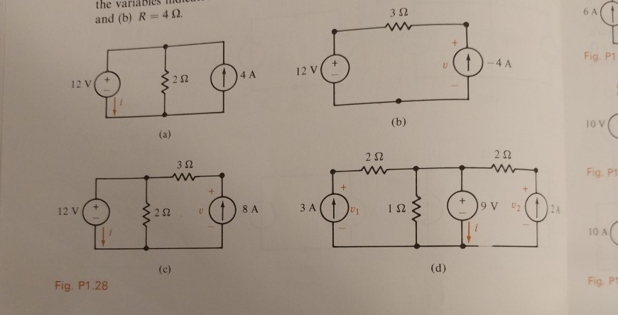 Solved 1.28 For the circuits shown in Fig. P1.28, find the | Chegg.com