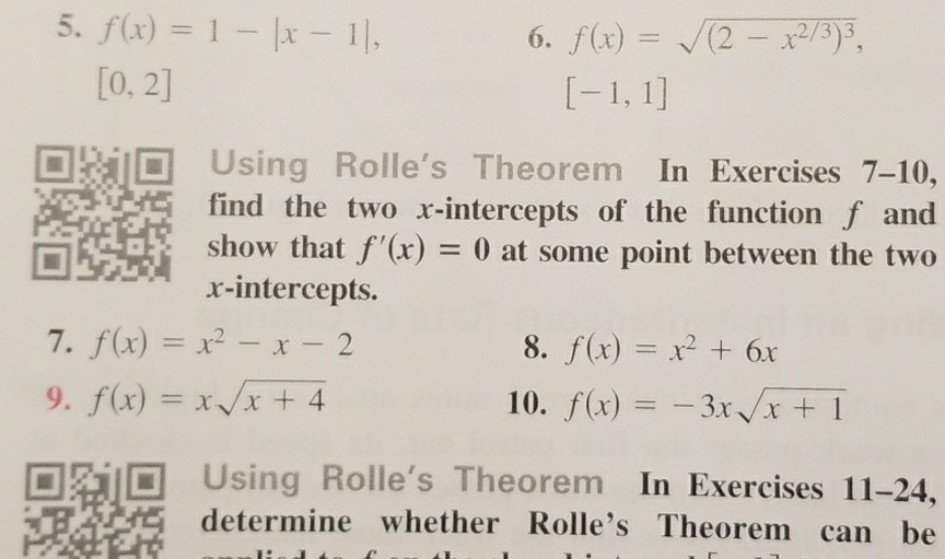 Solved 5. f(x) = 1-1x-11, To, 2] 回|:: Using Rolle's Theorem | Chegg.com