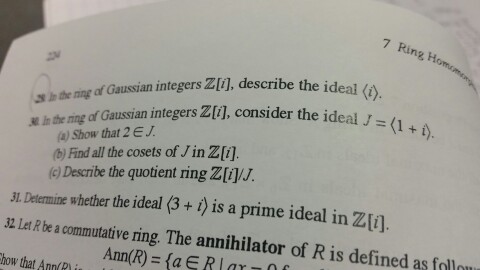 Solved In the ring of Gaussian integers Z[i], describe the | Chegg.com
