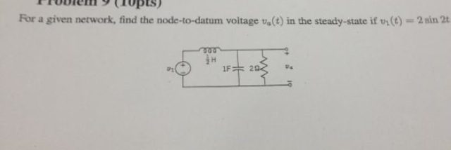Solved For a given network, find the node-to-datum voltage | Chegg.com